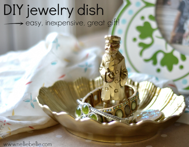 Gold diy ring dish, simple homemade craft by NellieBellie