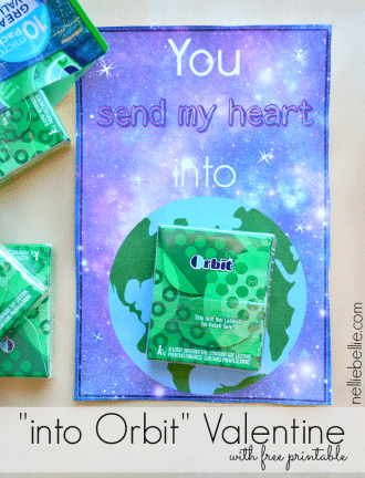 "Orbit" gum Valentines cards for kids with free printable