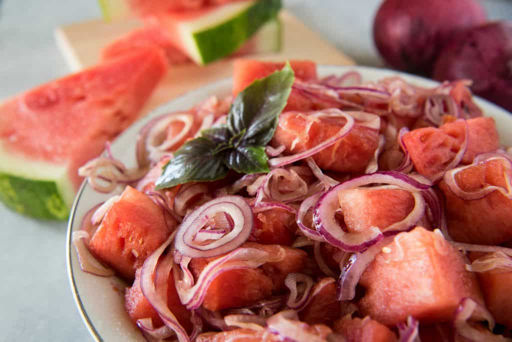 Red Onion and Watermelon Salad | easy and vintage recipe