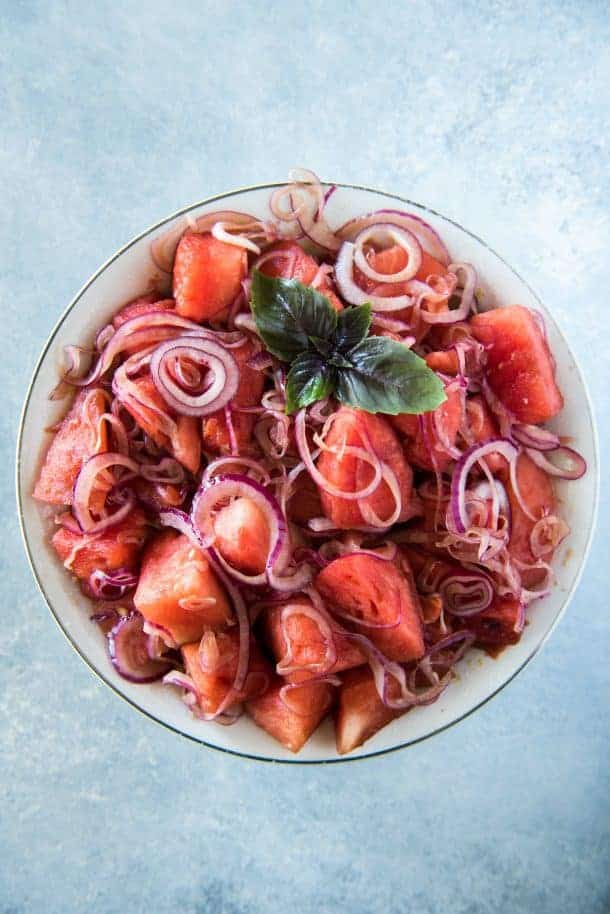 Watermelon Salad with Red Onion | a vintage potluck recipe