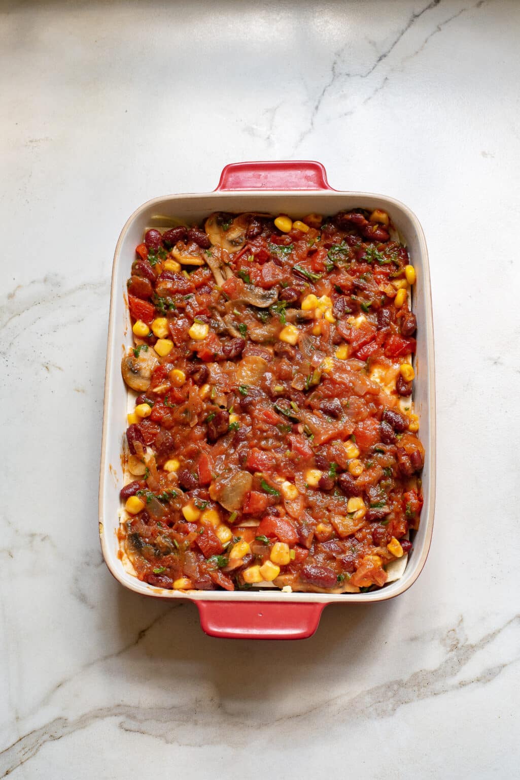 Mexican Tortilla Casserole -- vegetarian, fast, and a family favorite!