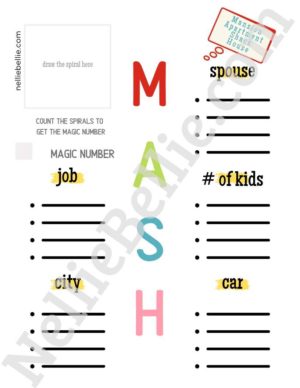 MASH GAME - Mansion Apartment Shack House --> free printable!