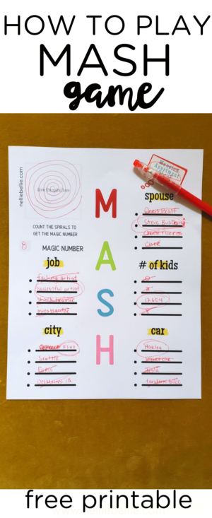MASH GAME - Mansion Apartment Shack House --> free printable!