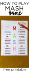 MASH GAME - Mansion Apartment Shack House --> free printable!