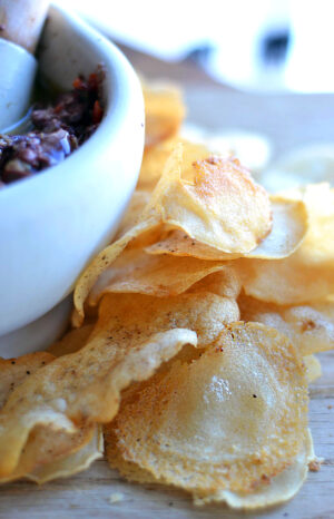 homemade Rice Chips or Rice Crackers made from rice flour